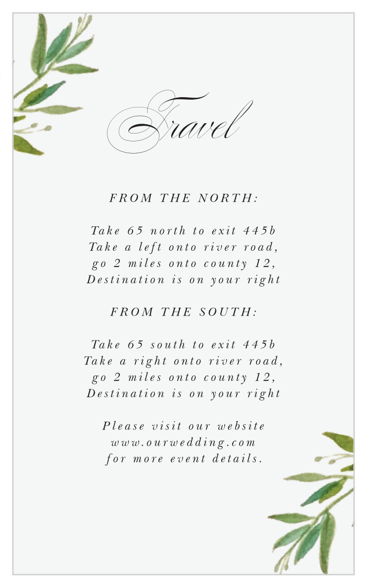 Elegant Vines Direction Cards by Basic Invite