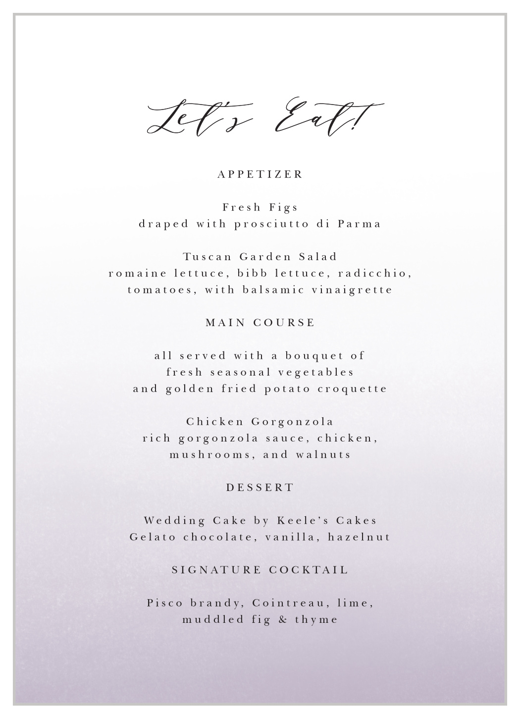 Awesome Ombre Wedding Menus by Basic Invite