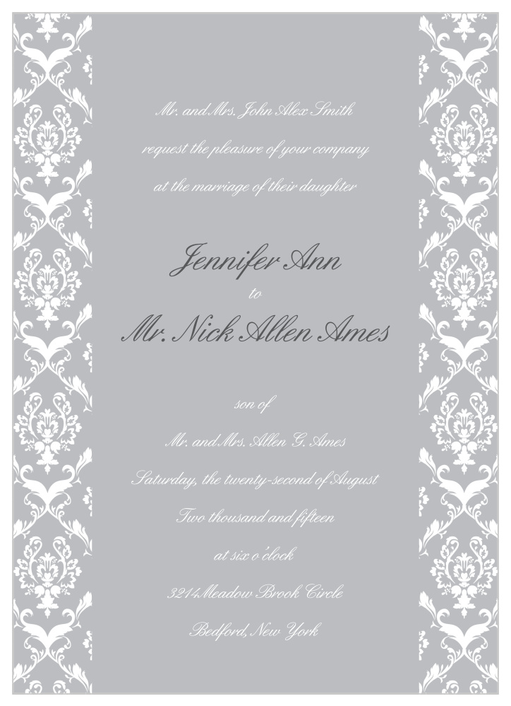 Damask Sides Wedding Invitation
