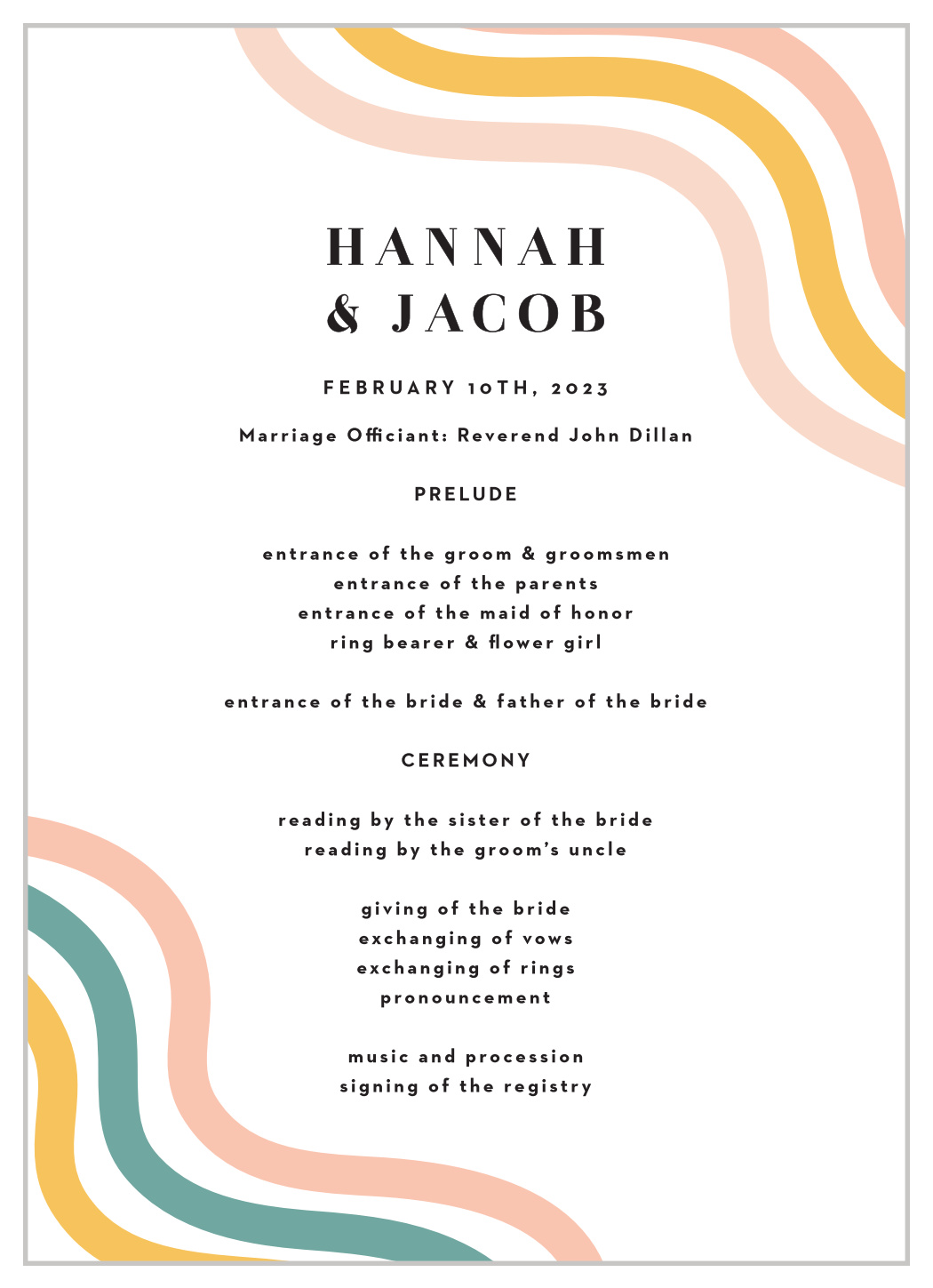 Mod Waves Wedding Programs by Basic Invite