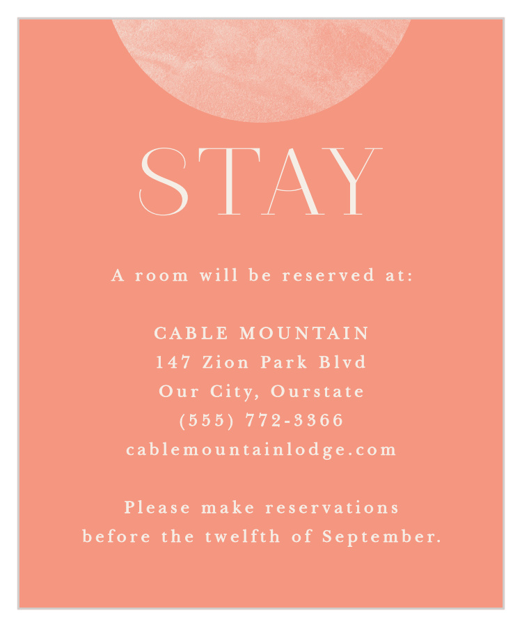 Earthy Mod Accommodation Cards by Basic Invite