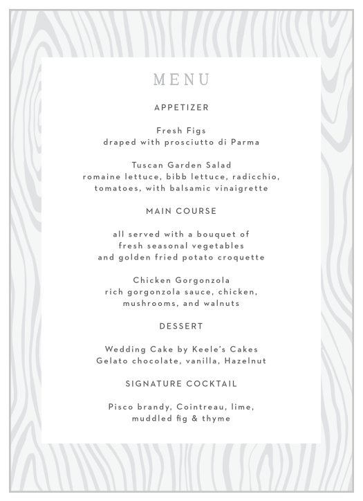 Country Wedding Menus - Match Your Color & Style Free!