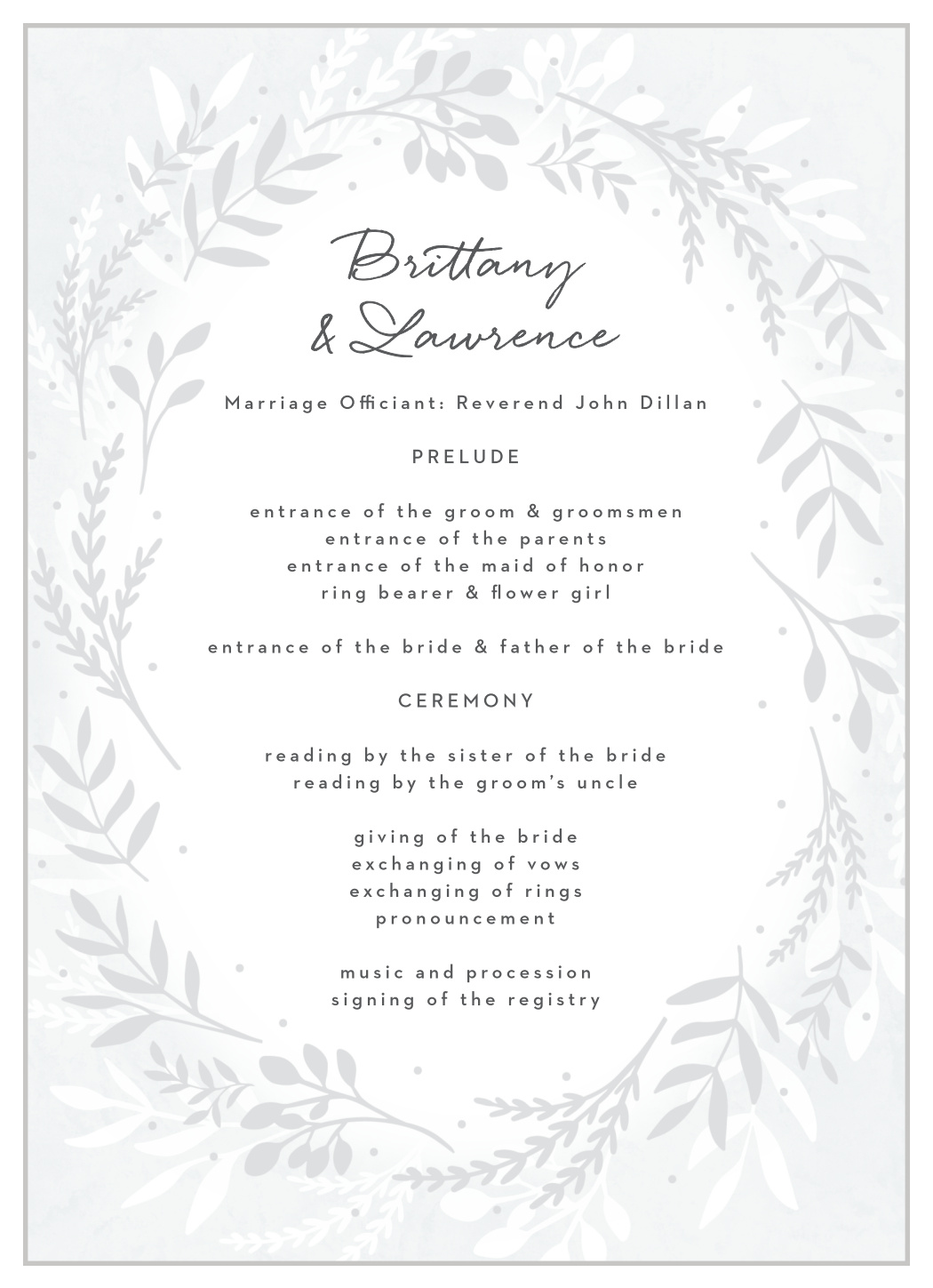 Icy Wreath Wedding Programs by Basic Invite