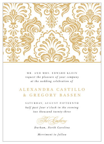 Elegant Damask Wedding Website by Basic Invite