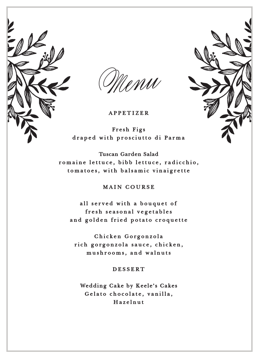 Pen Drawn Wedding Menus by Basic Invite