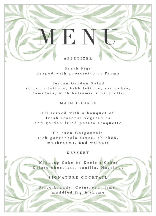 Watercolor Wedding Menus - Match Your Color & Style Free!