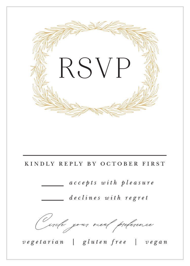 Leafy Laurel Response Cards by Basic Invite