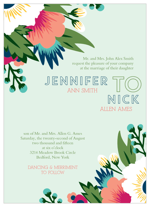 Tropical Flower Wedding Stickers by Basic Invite