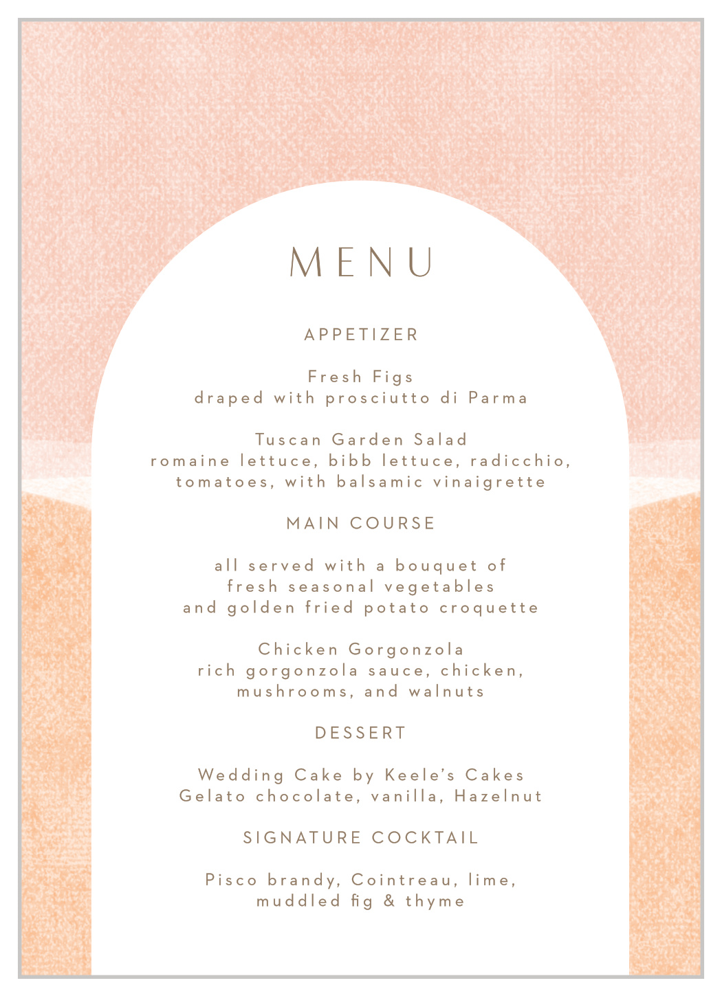 Artful Arch Wedding Menus by Basic Invite