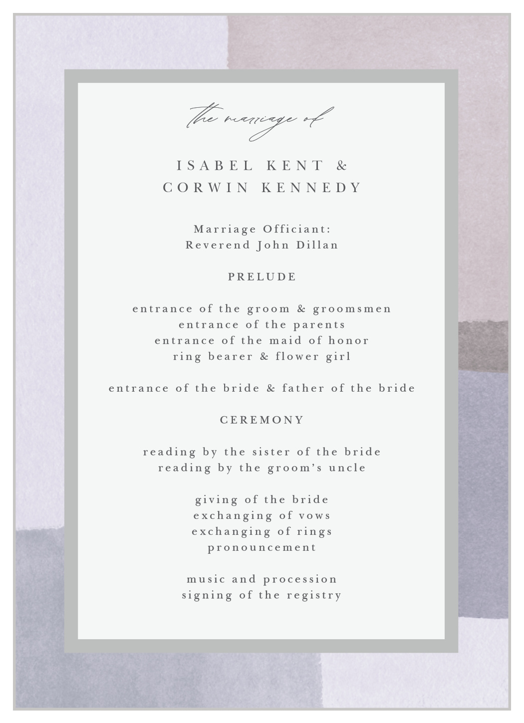 Watercolor Layers Wedding Programs by Basic Invite