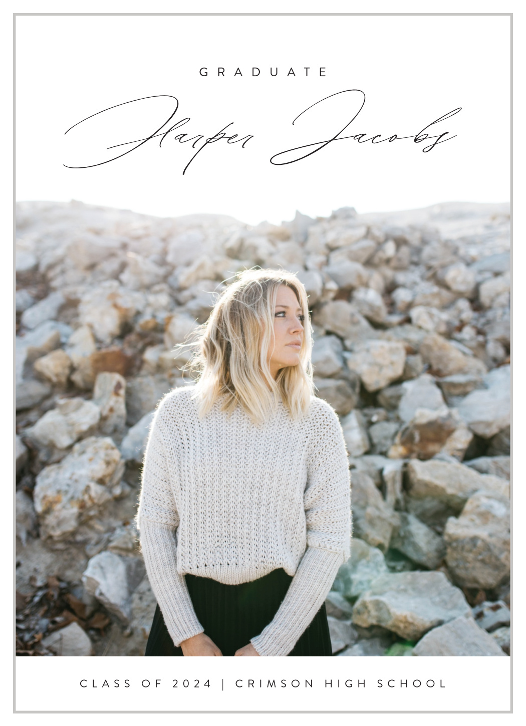 Elegant Cursive Graduation Announcements by Basic Invite