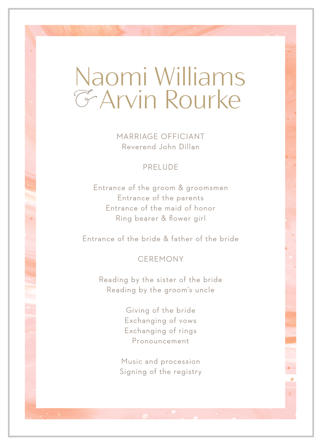 Sleek Names Wedding Programs by Basic Invite