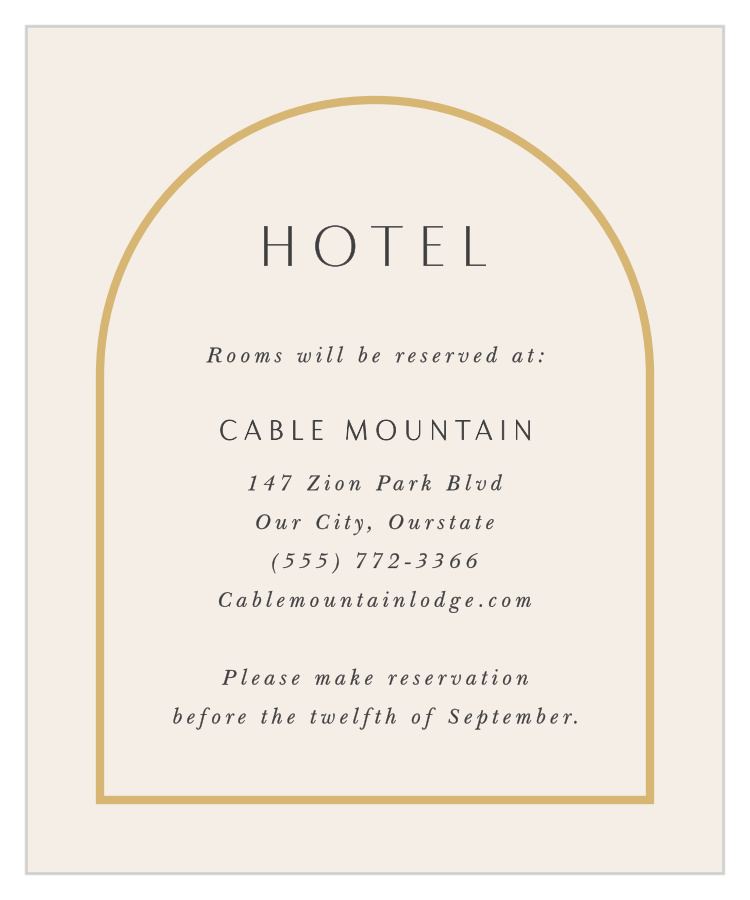 Modern Arch Accommodation Cards by Basic Invite