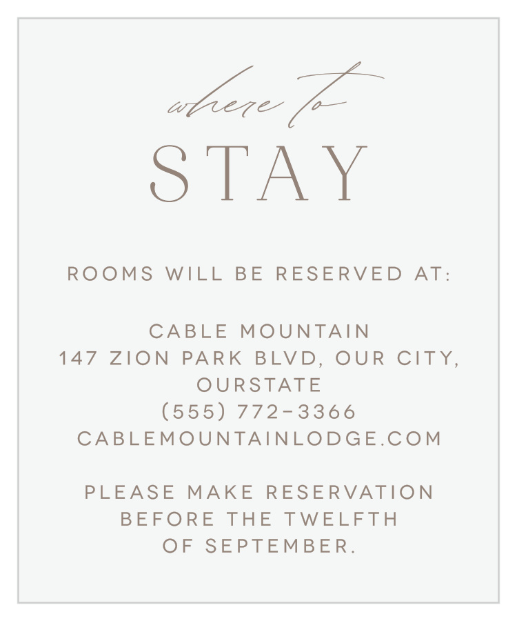 Romantic Type Accommodation Cards by Basic Invite