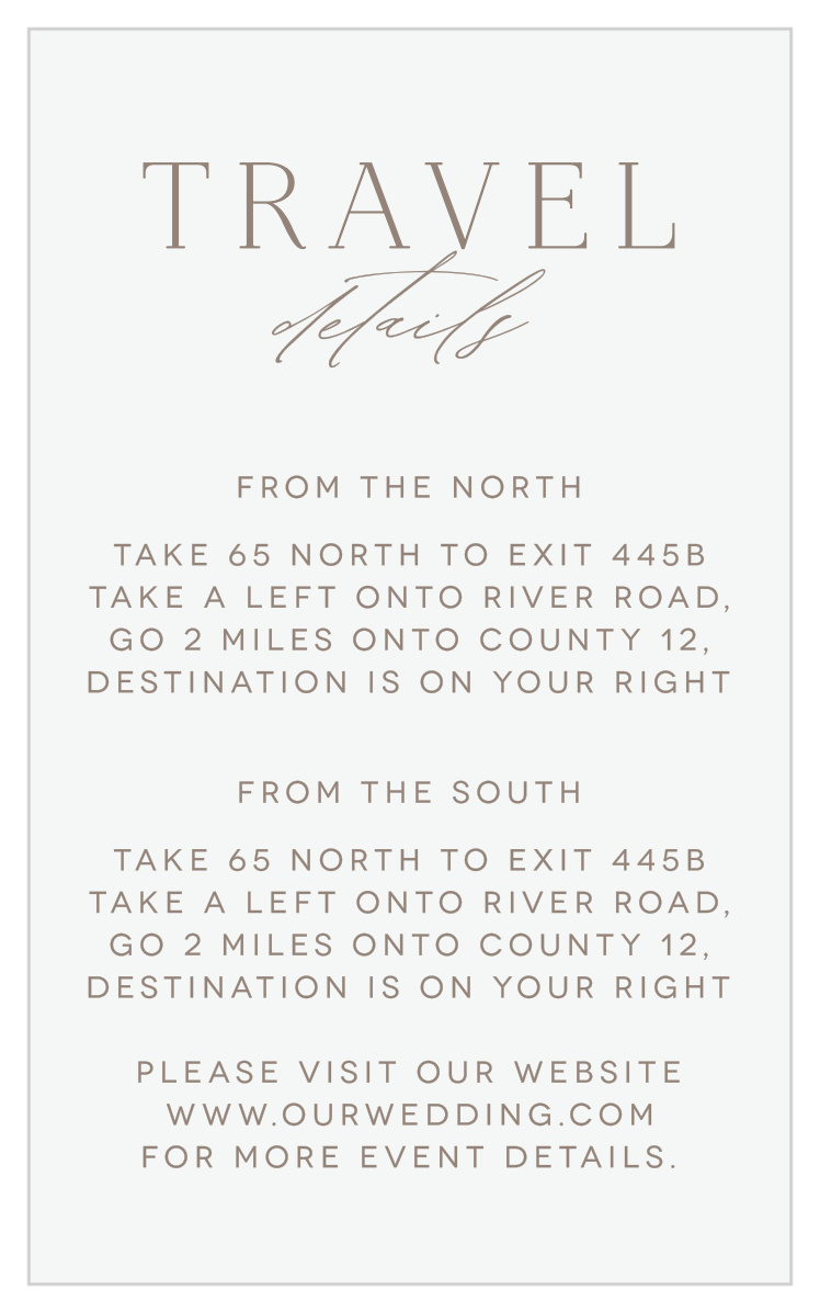 Romantic Type Direction Cards by Basic Invite