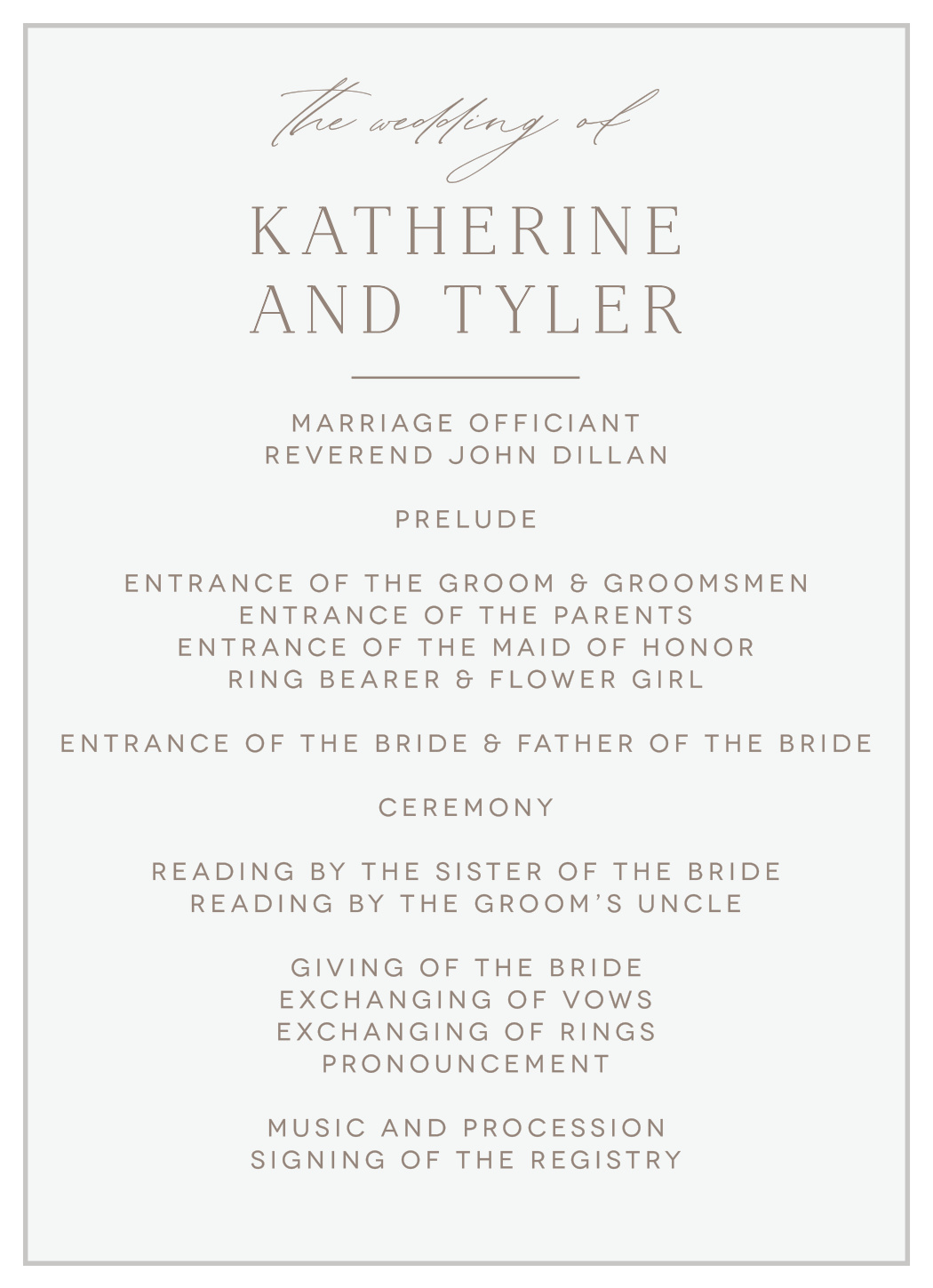 Romantic Type Wedding Programs by Basic Invite