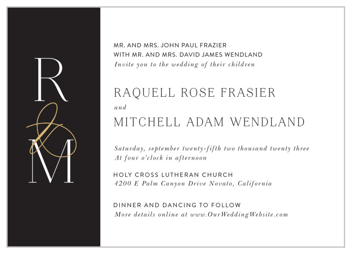 Initial Wedding Invitations - Match Your Color & Style Free!