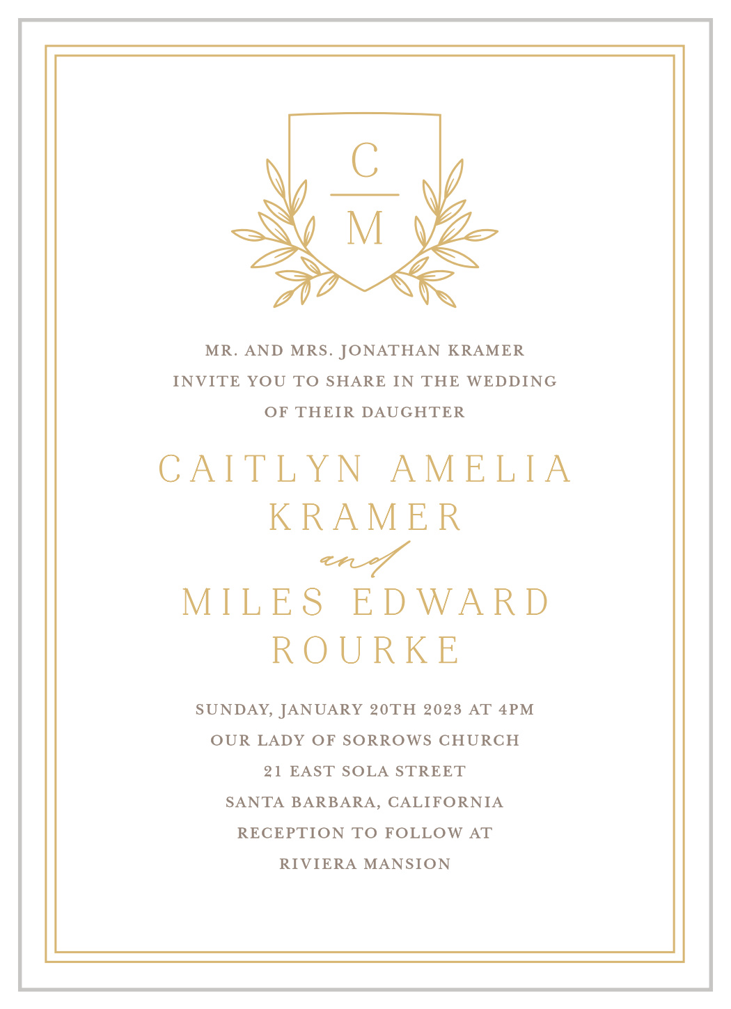 Botanical Crest Wedding Invitations by Basic Invite