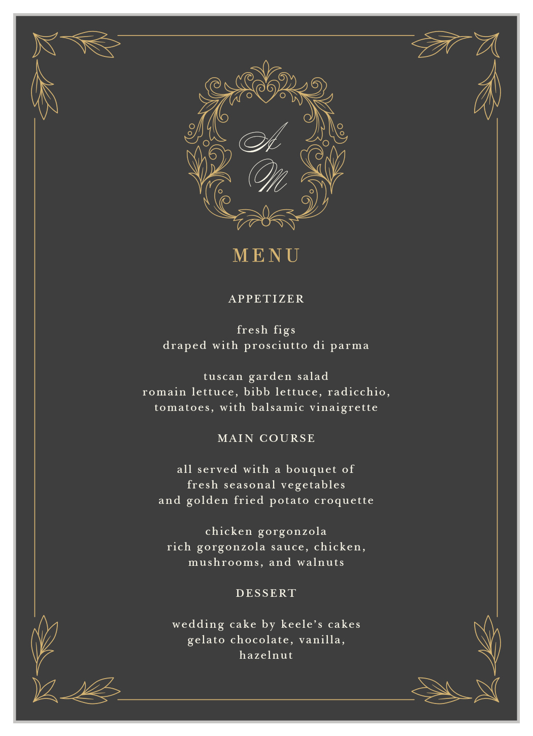 Ornate Baroque Wedding Menus by Basic Invite