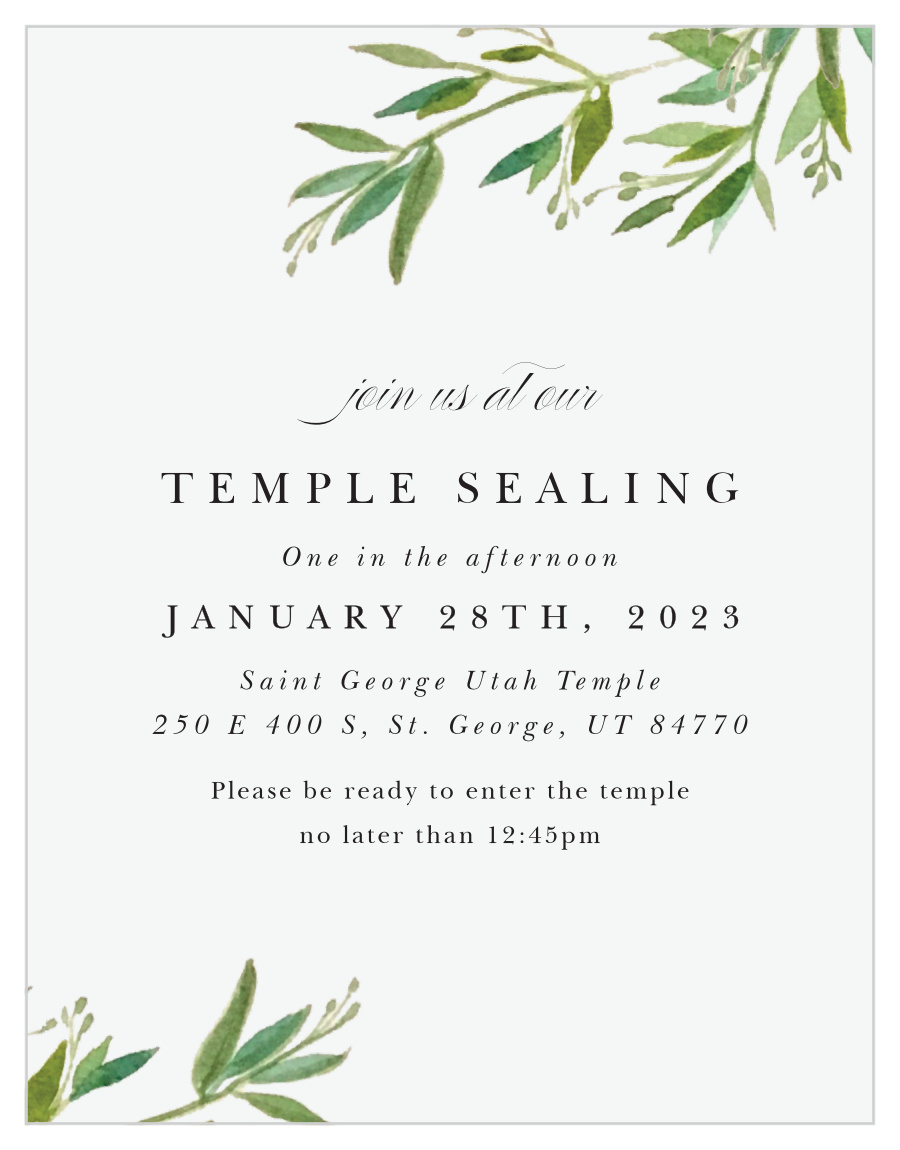 Elegant Vines LDS Temple Sealing Cards by Basic Invite