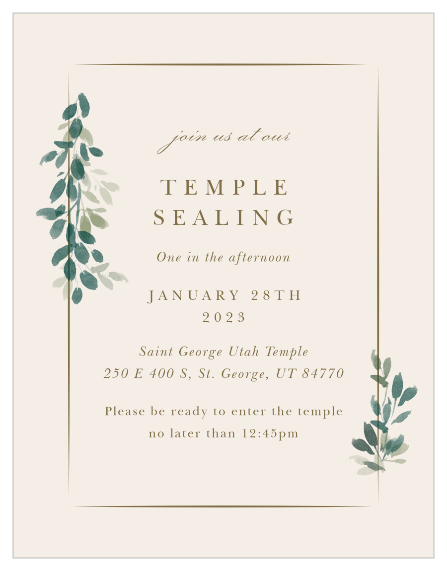 Hanging Canopy LDS Temple Sealing Cards by Basic Invite
