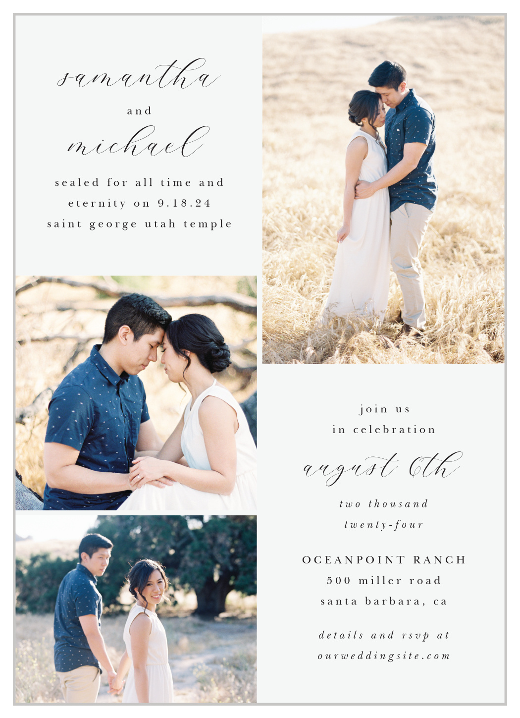 Stacked Photo LDS Wedding Invitations by Basic Invite