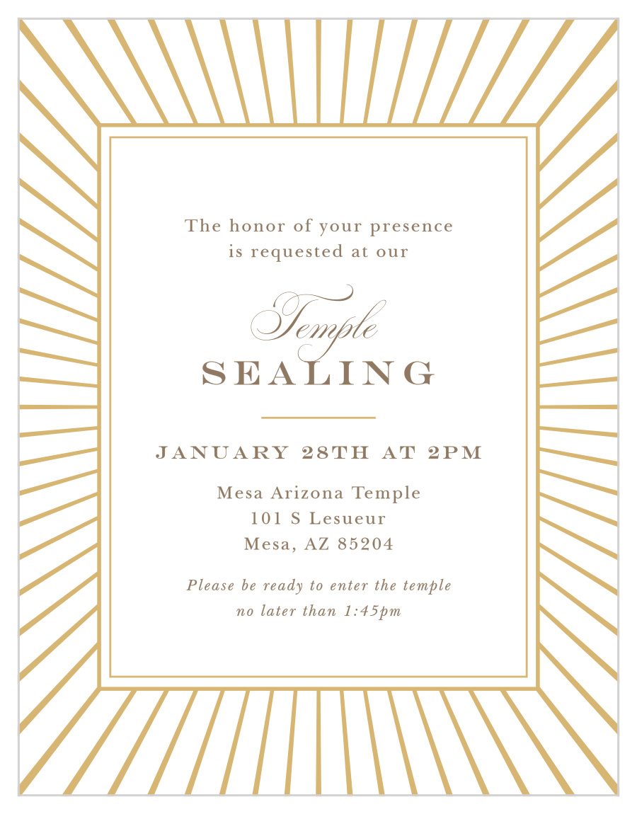 Shining Light LDS Temple Sealing Cards by Basic Invite