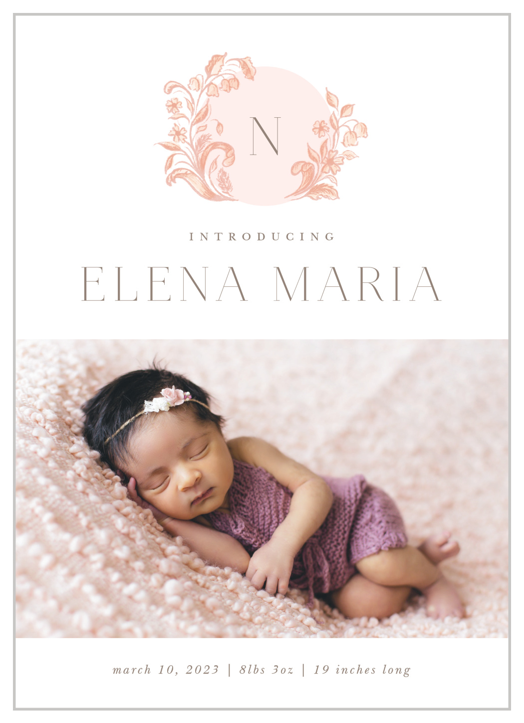 Antique Monogrammed Birth Announcements by Basic Invite Antique Monogrammed Birth Announcements by Basic Invite