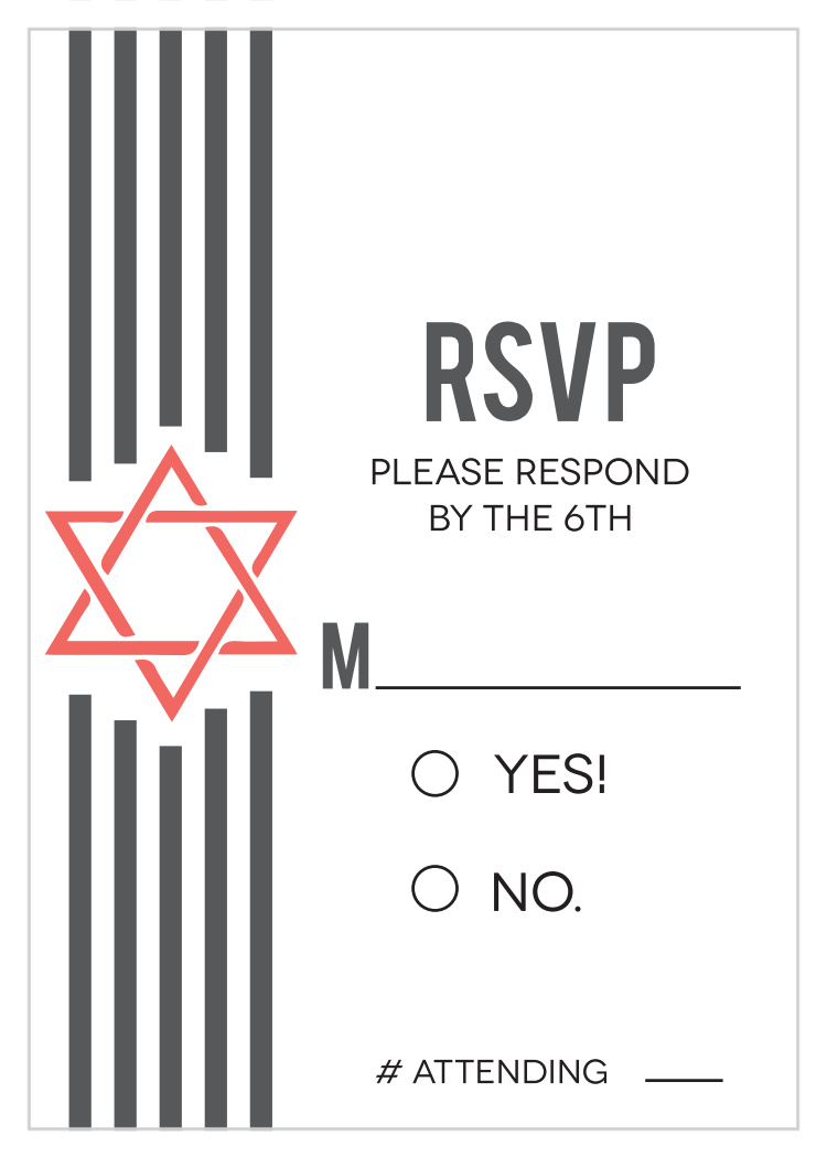 Trailing Ribbons Bar Mitzvah Response Cards by Basic Invite