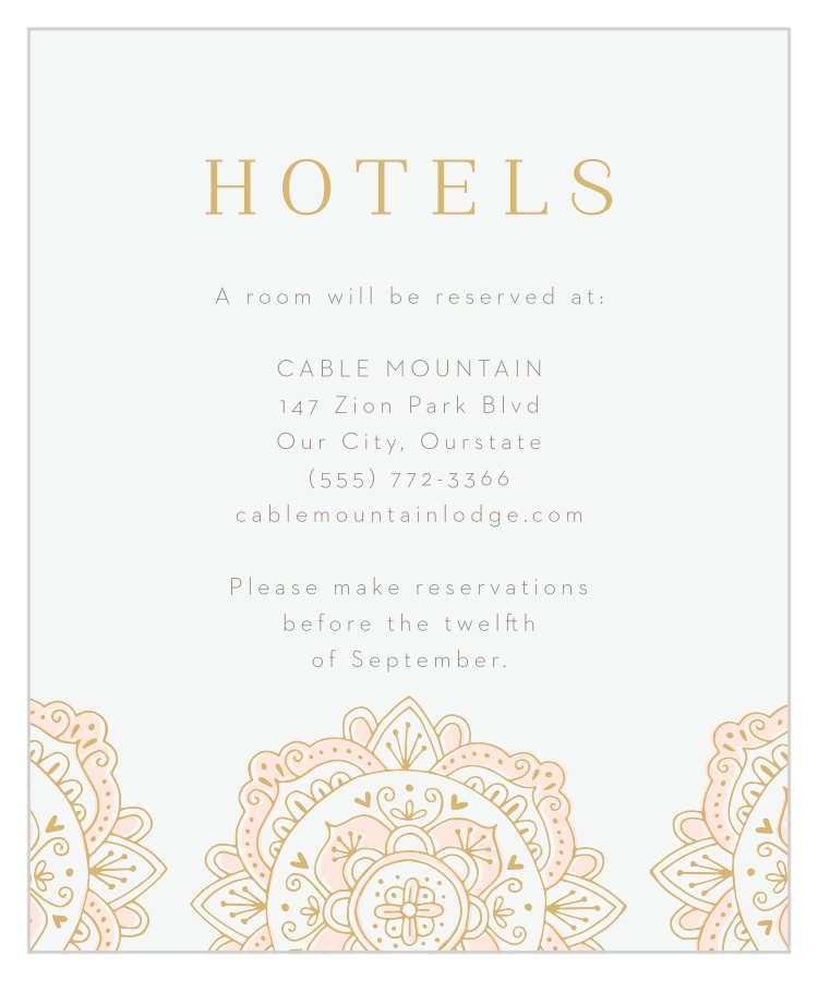 Modern Moroccan Accommodation Cards by Basic Invite