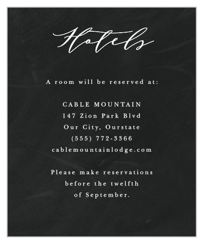 Chalkboard Art Accommodation Cards by Basic Invite