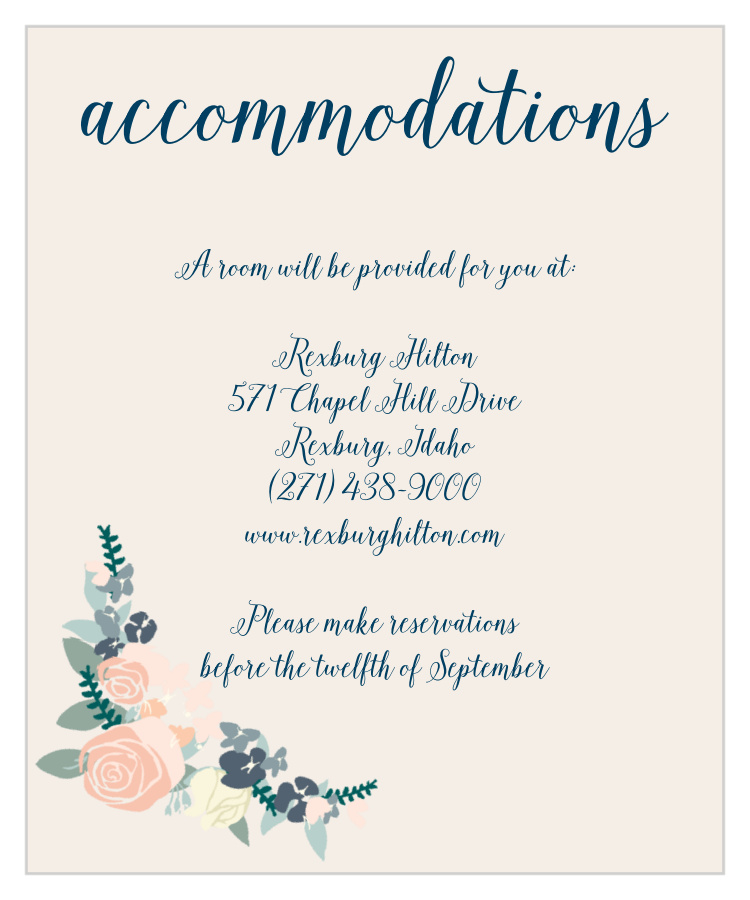 Illustrated Corner Wreath Accommodation Cards by Basic Invite