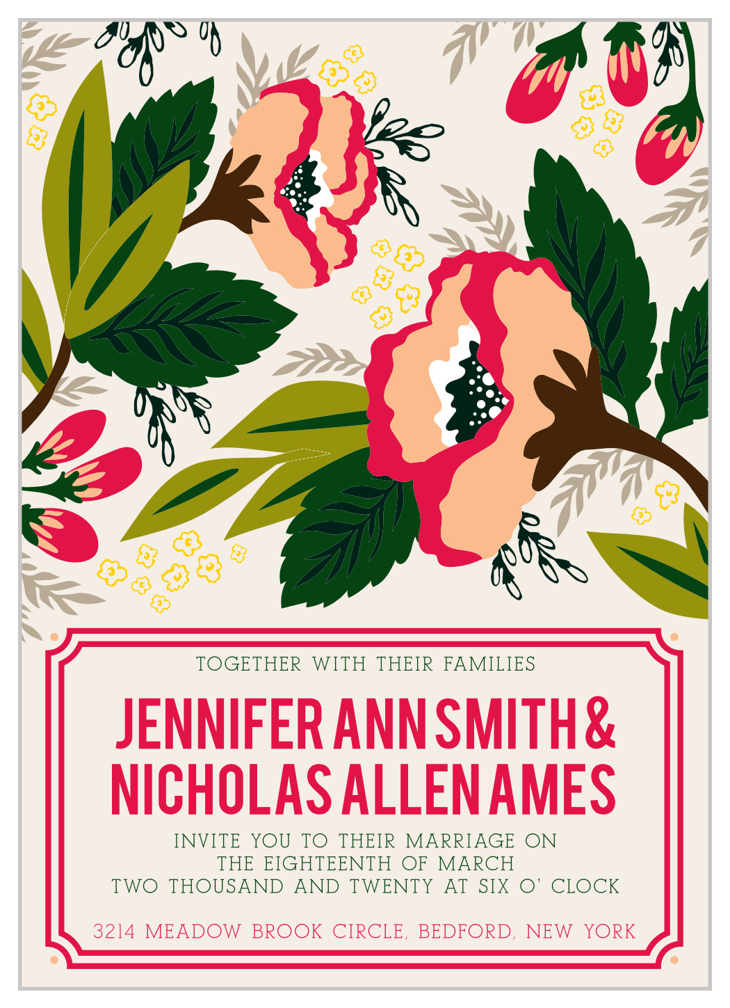 Bold Floral Wedding Invitations by Basic Invite