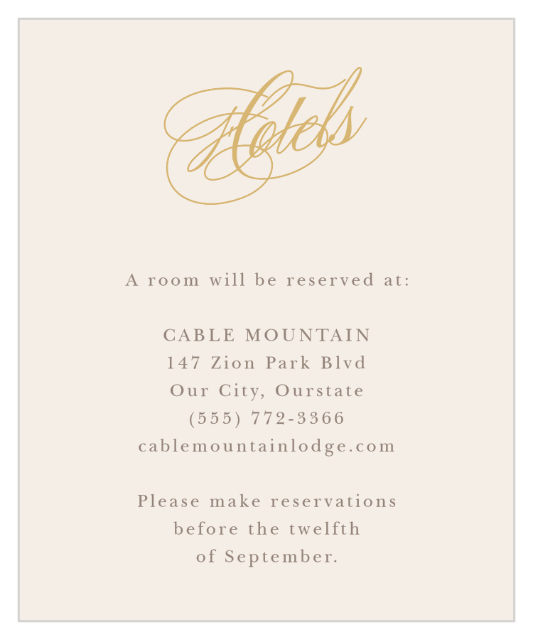 Ribbon & Scrolls Accommodation Cards by Basic Invite