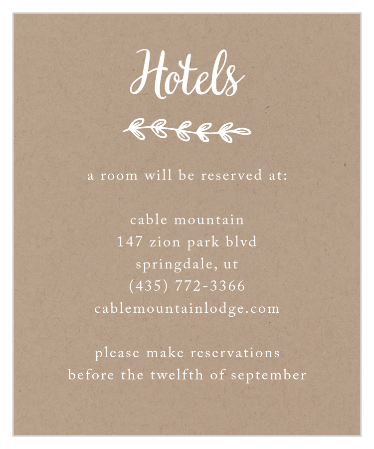 Rustic Country Accommodation Cards by Basic Invite
