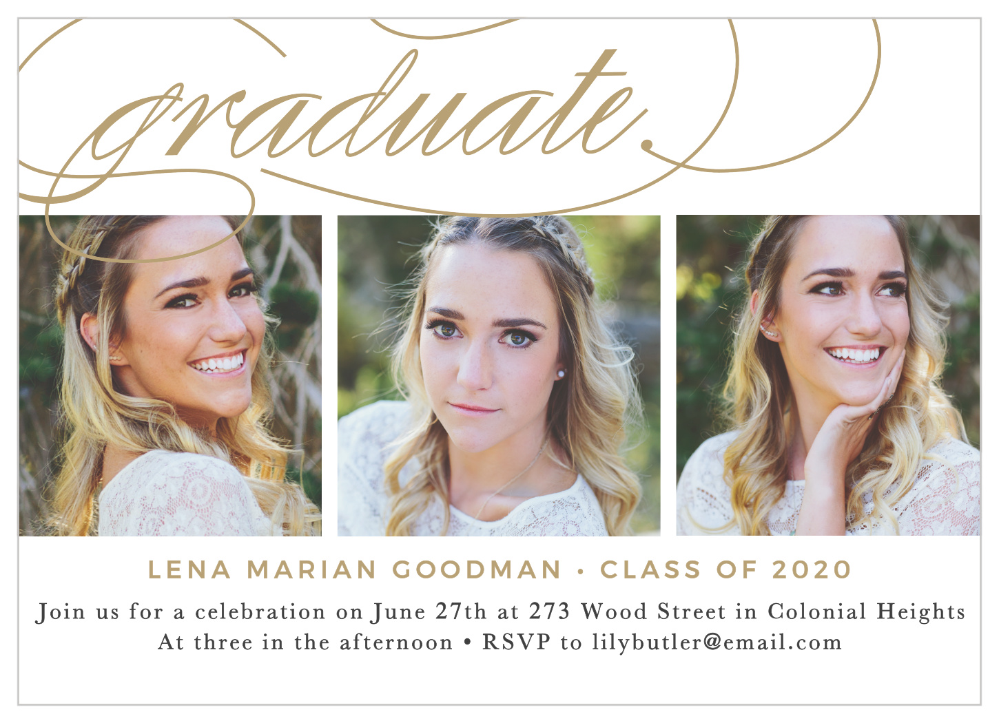 Graceful Grad Graduation Announcement by BasicInvite.com
