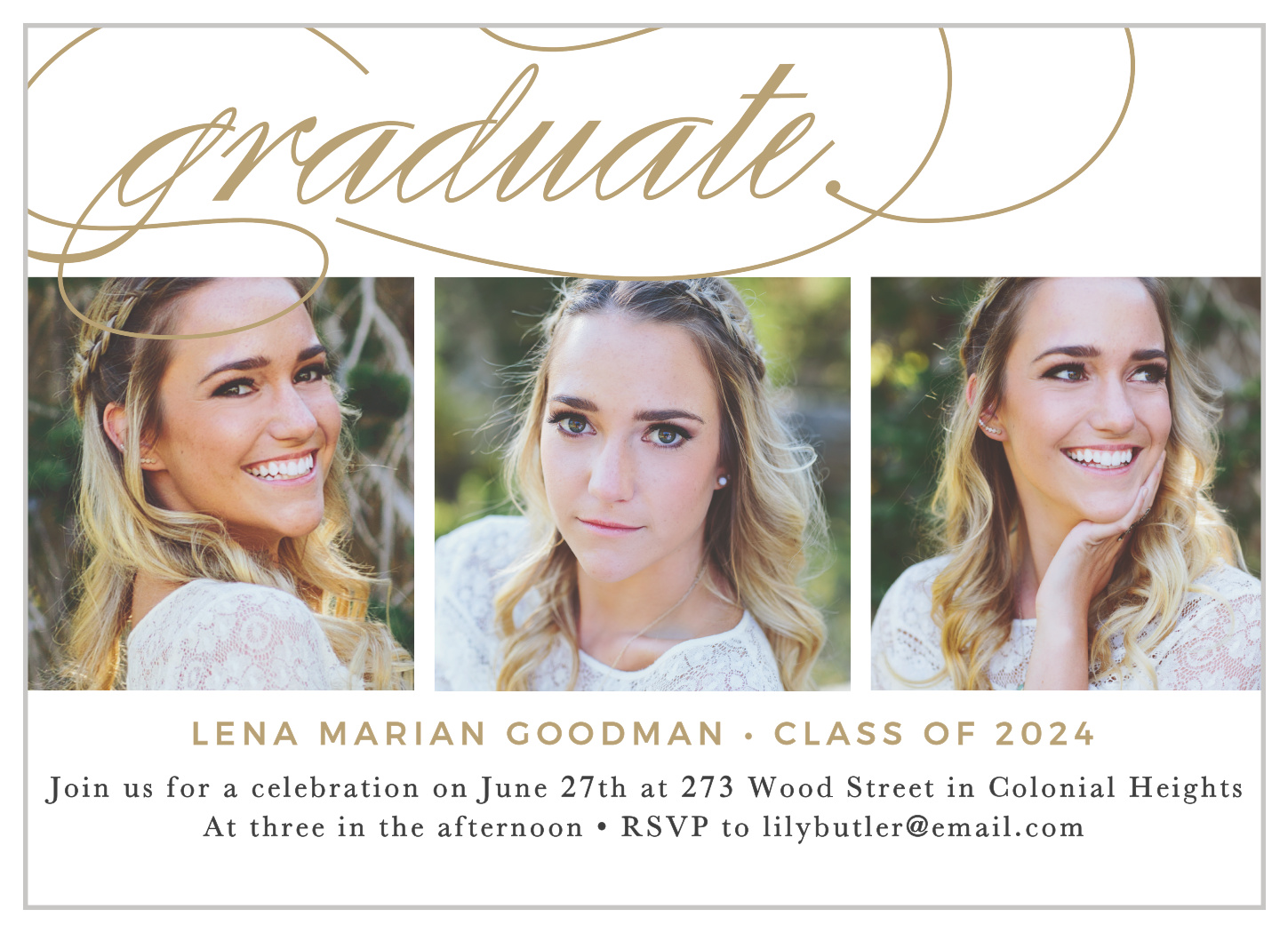 Graceful Grad Graduation Announcements by BasicInvite.com