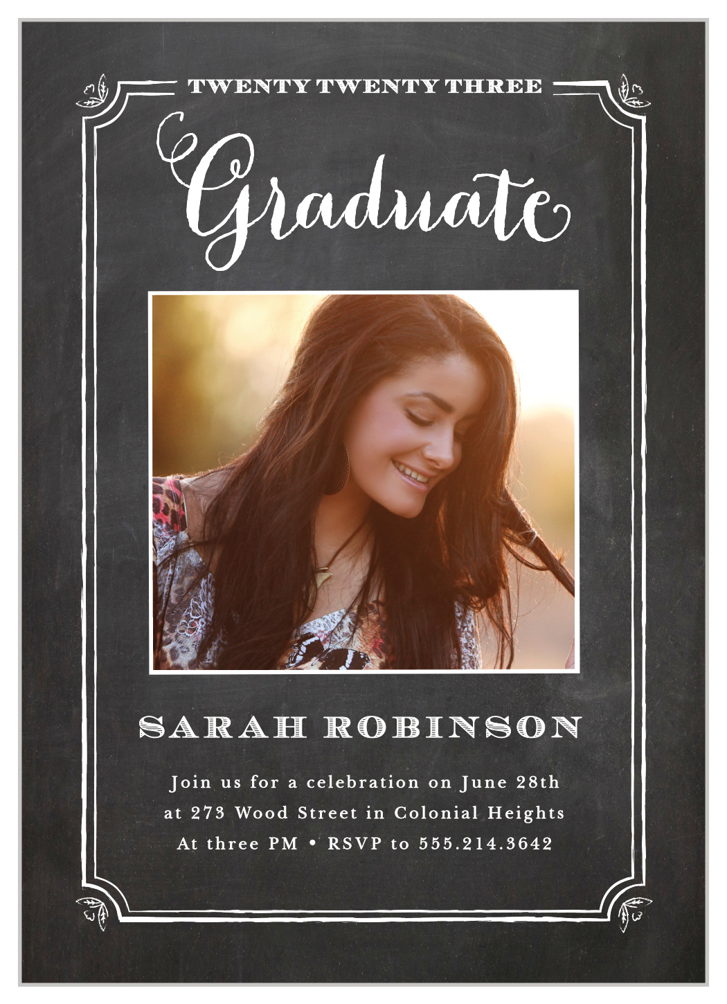 White Chalkboard Graduation Announcements by BasicInvite.com