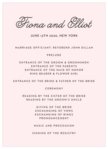 Wedding Programs | Match Your Colors & Style Free! - Basic Invite