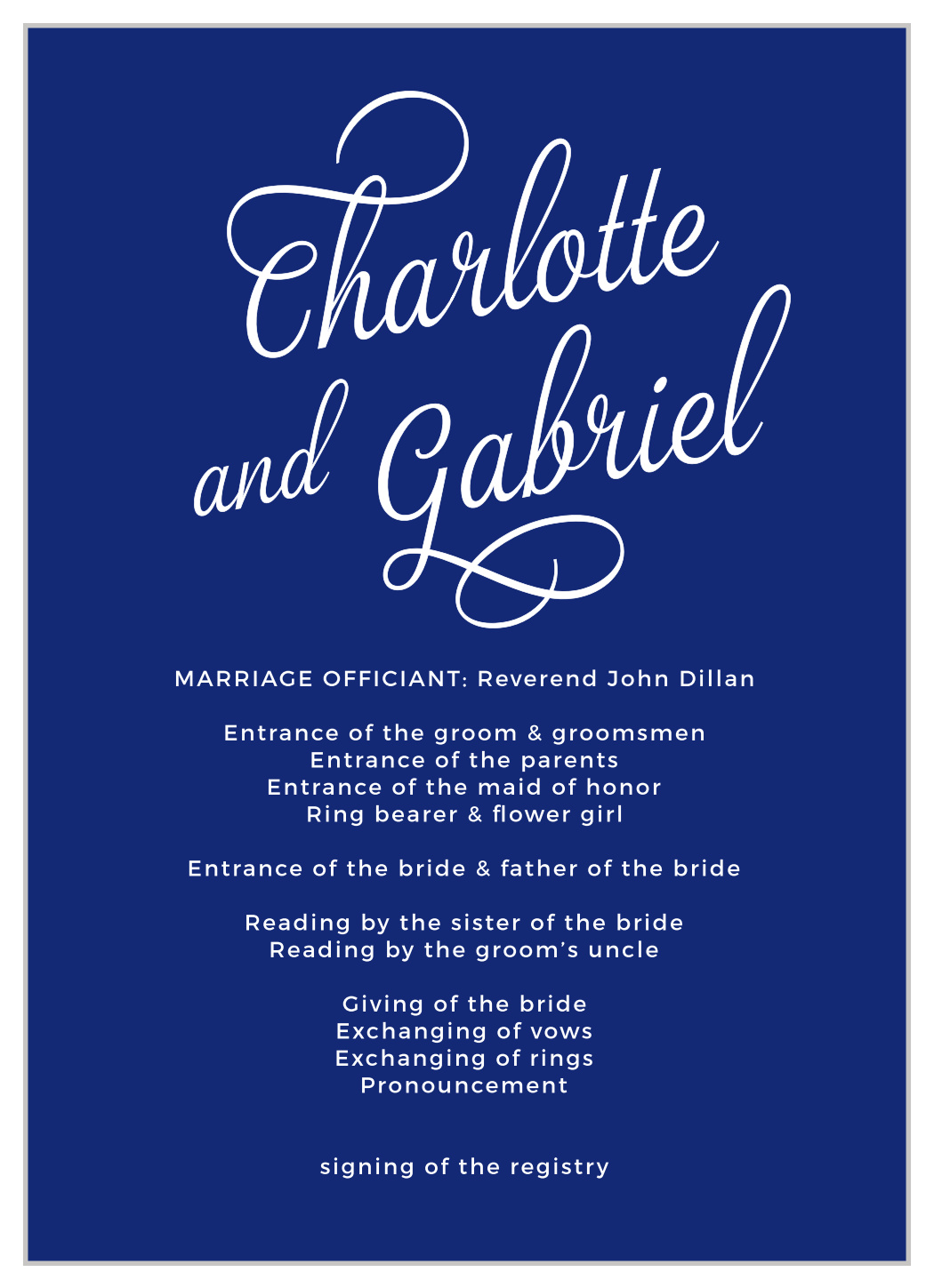 Script Emblem Foil Wedding Programs by Basic Invite