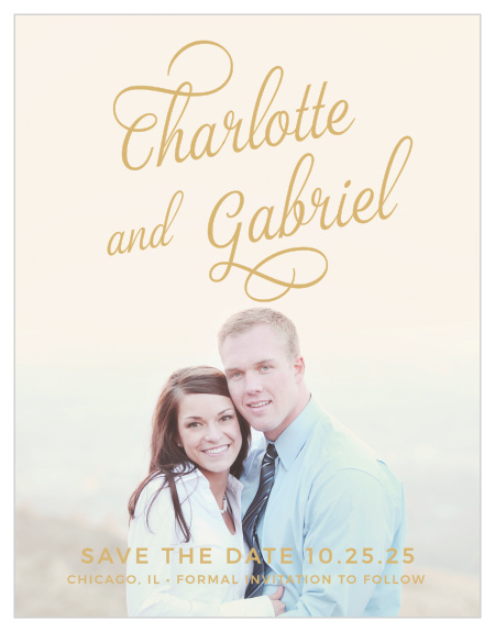 Script Emblem Foil Save the Date Cards by Basic Invite