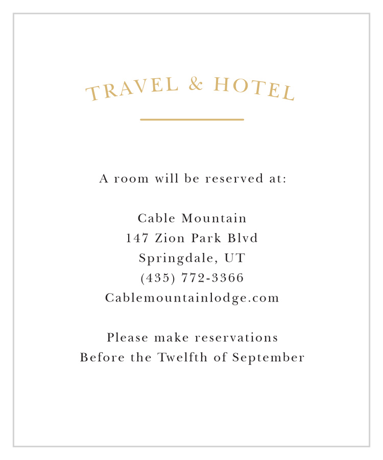 Elegant Vintage Foil Accommodation Cards by Basic Invite