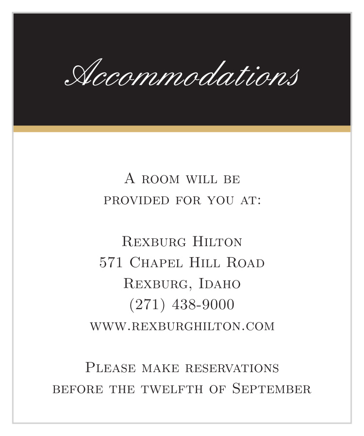 Elegant Foil Stripes Accommodation Cards by Basic Invite