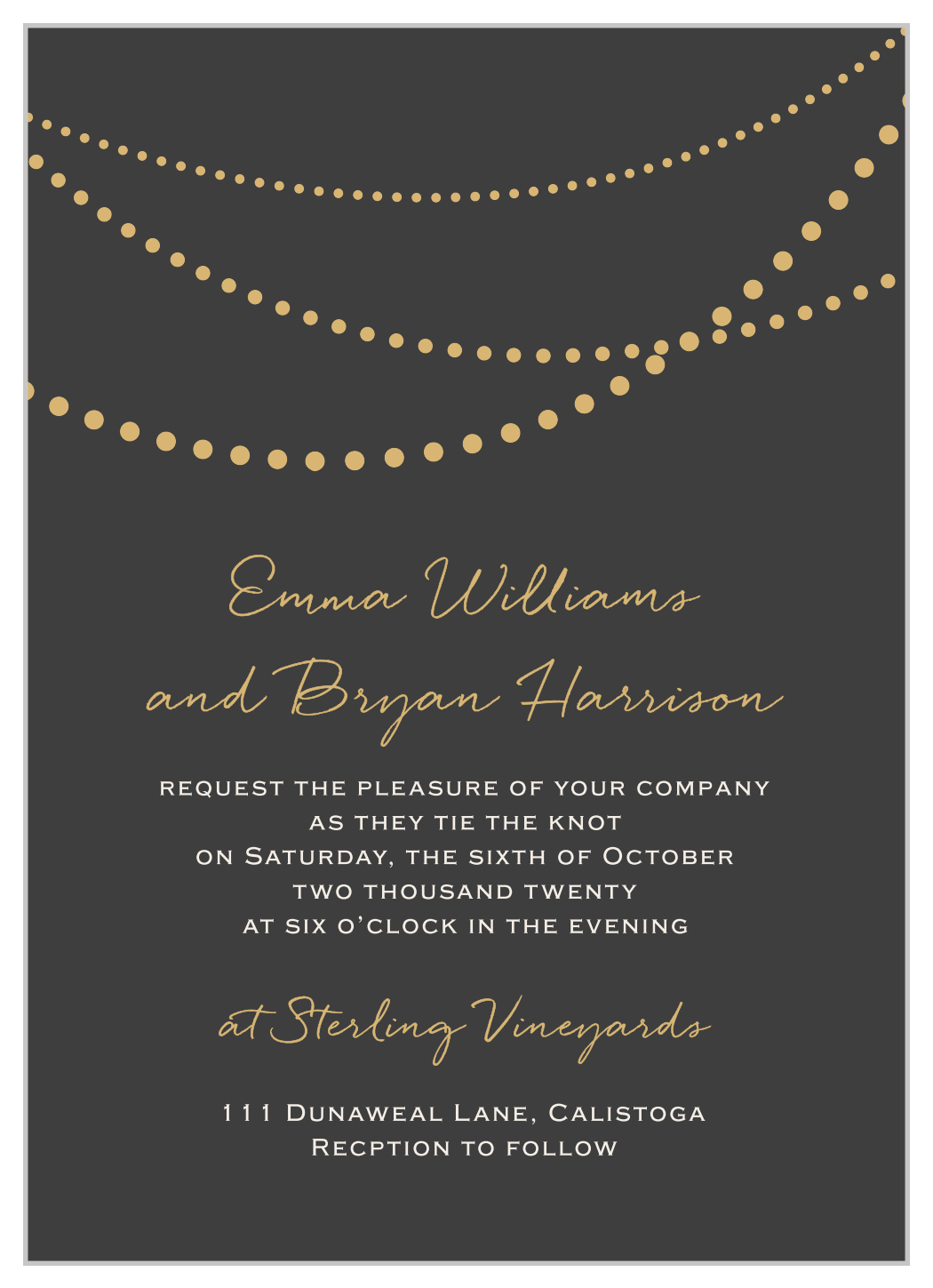 String Lights Foil Wedding Invitation
