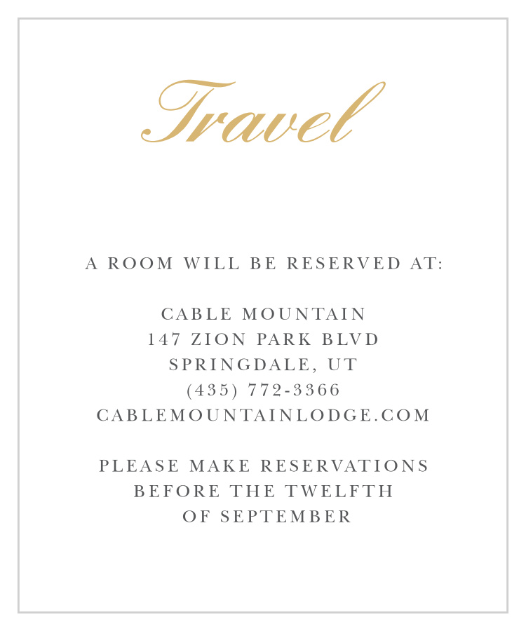 Victorian Frame Foil Accommodation Cards by Basic Invite