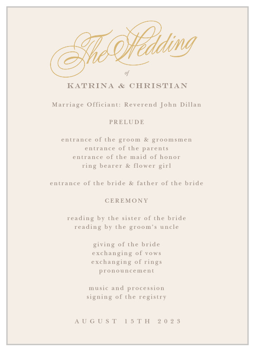 Ribbon Wedding Programs - Match Your Color & Style Free!