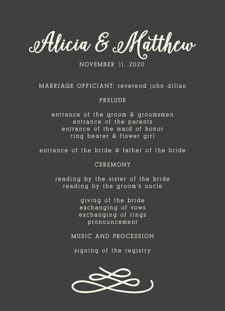 Whimsical Calligraphy Wedding Programs