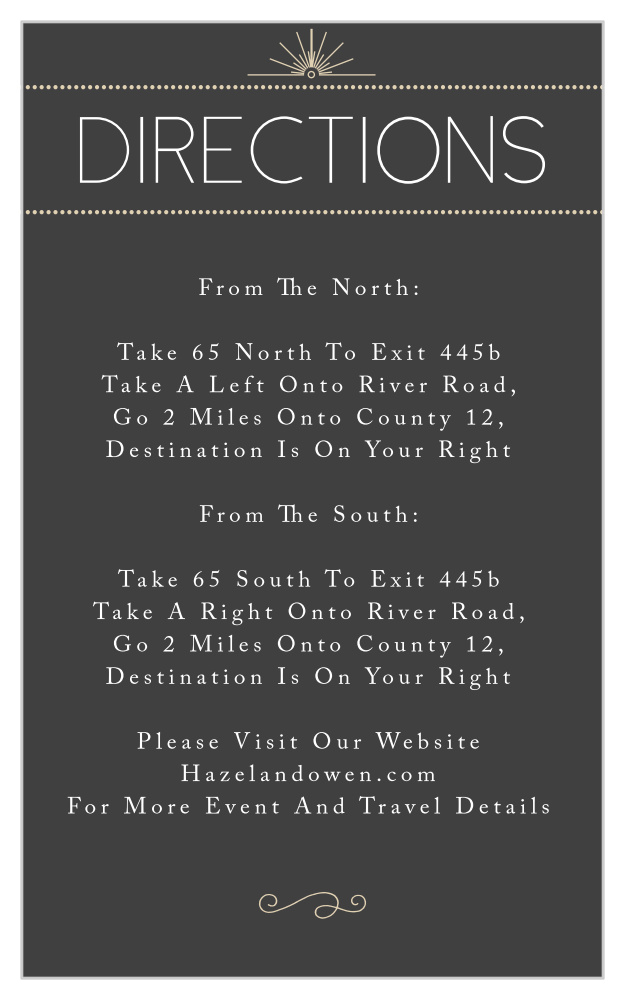 Stylized Sunbursts Direction Cards