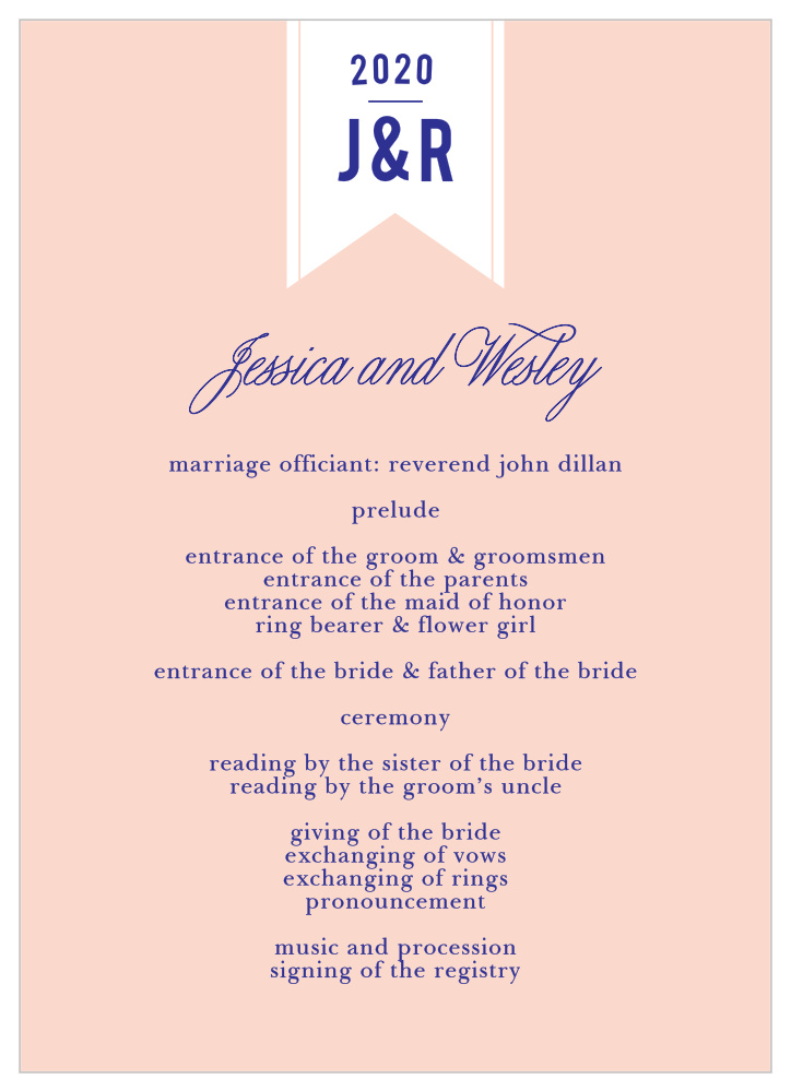 Modern Banner Wedding Programs by Basic Invite