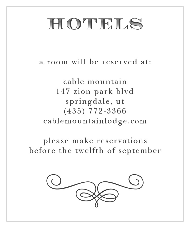 Fancy Chalkboard Accommodation Cards by Basic Invite